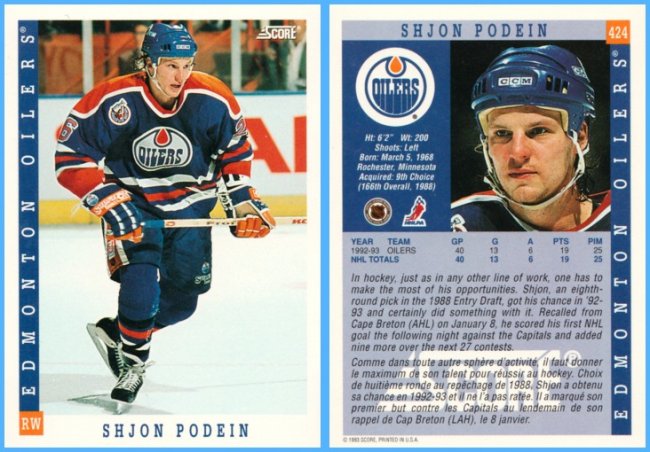 Shjon Podein | Hockey Card Database Wiki | Fandom