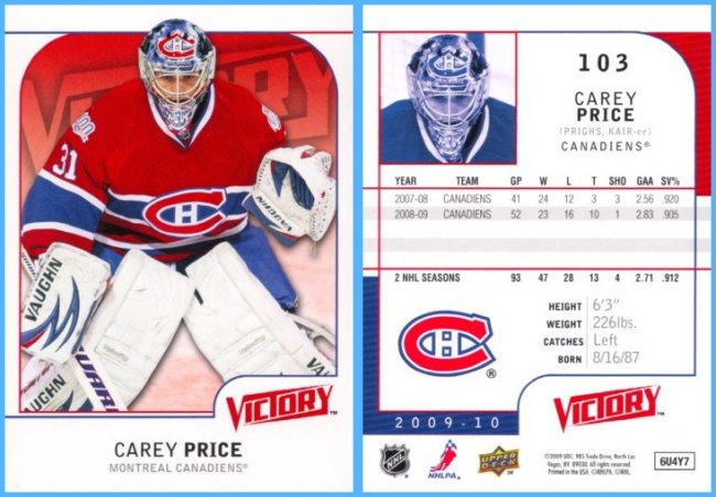 Carey Price | Hockey Card Database Wiki | Fandom