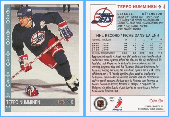 Teppo Numminen | Hockey Card Database Wiki | Fandom